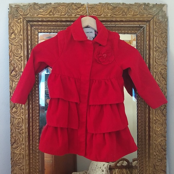 Cherokee | Jackets & Coats | Cherokee Red Ruffled Coat Toddler 4t ...